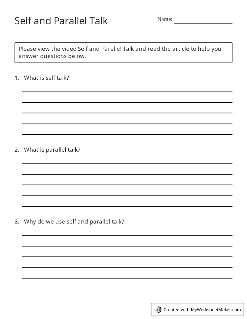Self and Parallel Talk - My Worksheet Maker: Create Your Own Worksheets