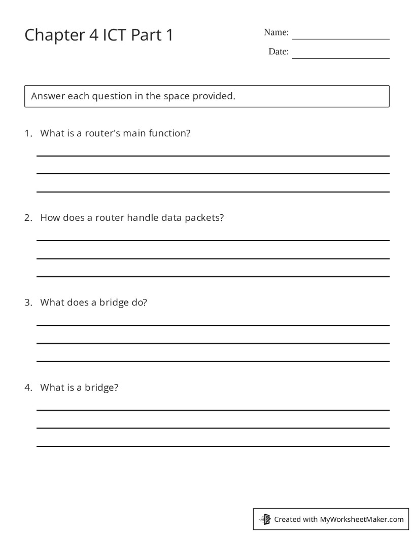 Chapter 4 ICT Part 1 - My Worksheet Maker: Create Your Own Worksheets