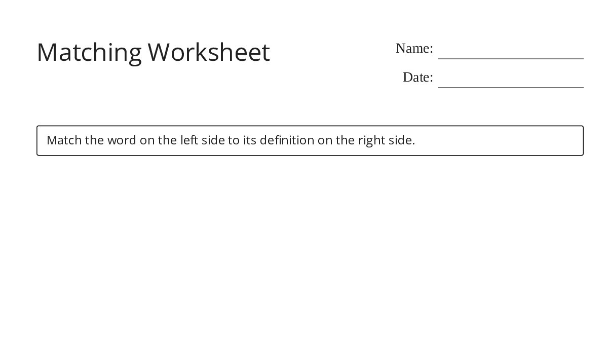 Matching Worksheet - My Worksheet Maker: Create Your Own Worksheets