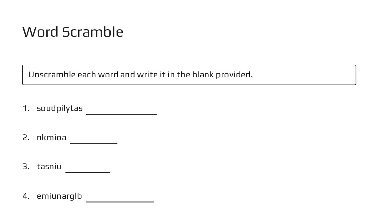 Word Scramble - My Worksheet Maker: Create Your Own Worksheets