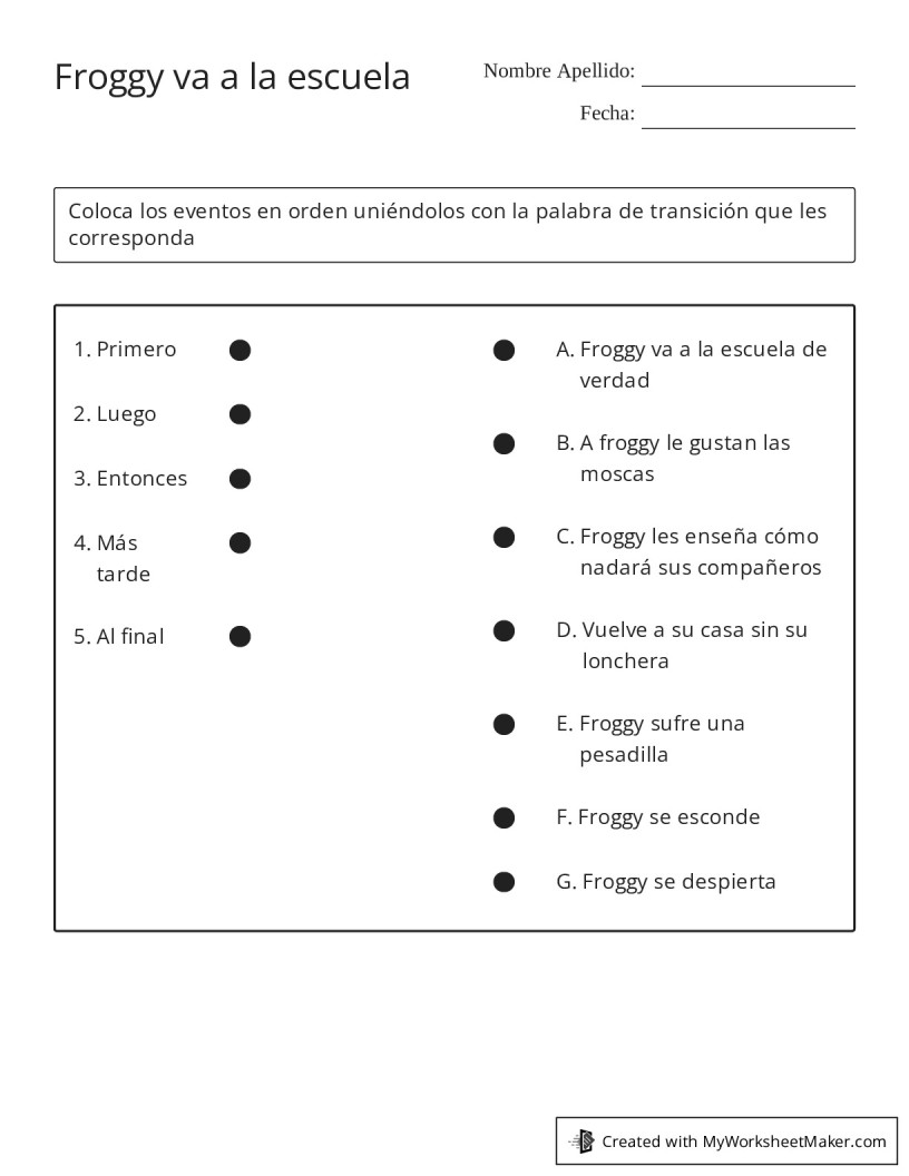 Froggy va a la escuela - My Worksheet Maker: Create Your Own Worksheets