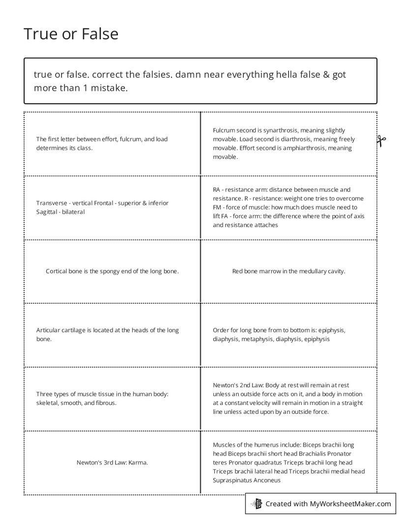 True or False - My Flashcard Maker: Create Your Own Flashcards