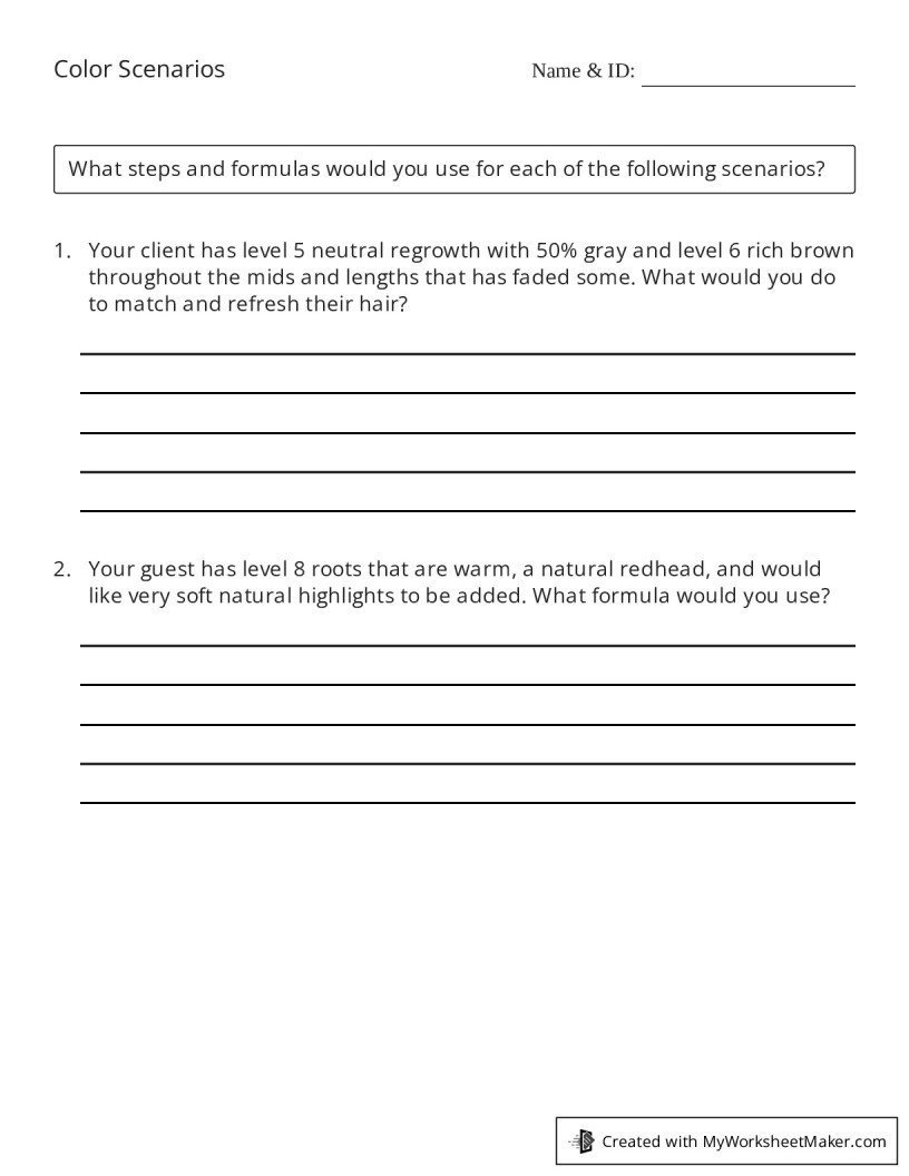 Color Scenarios - My Worksheet Maker: Create Your Own Worksheets