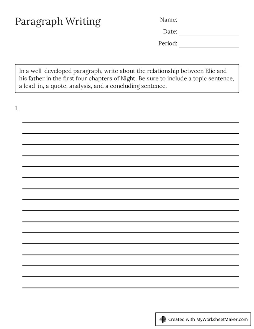 Paragraph Writing - My Worksheet Maker: Create Your Own Worksheets