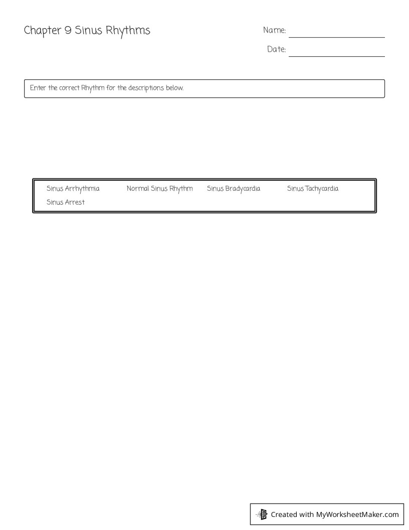 Chapter 9 Sinus Rhythms - My Worksheet Maker: Create Your Own Worksheets