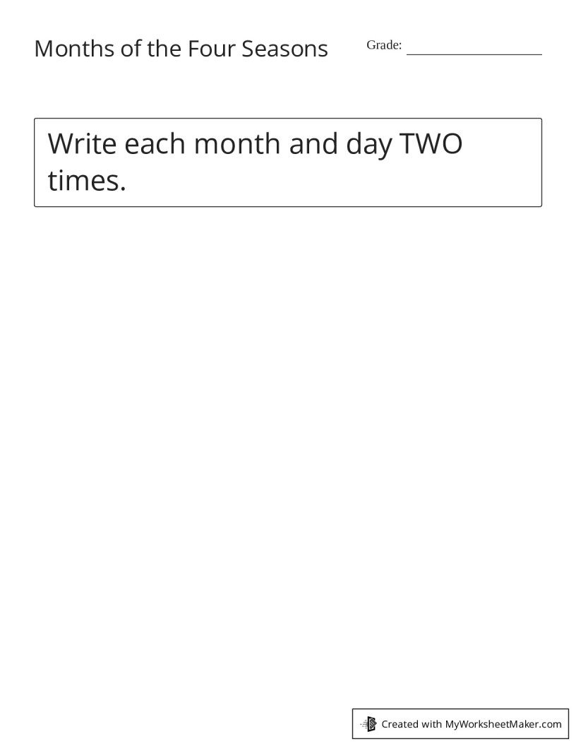 Months of the Four Seasons - My Worksheet Maker: Create Your Own Worksheets