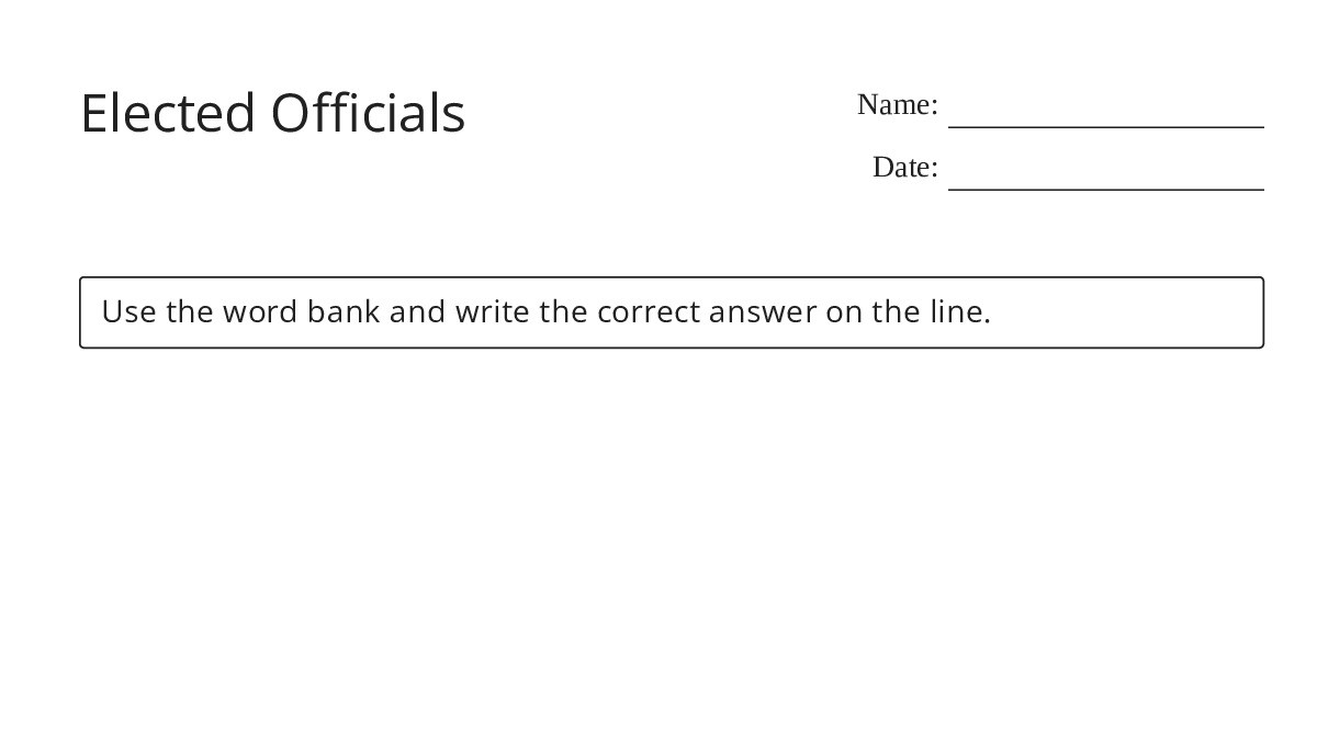 Elected Officials - My Worksheet Maker: Create Your Own Worksheets