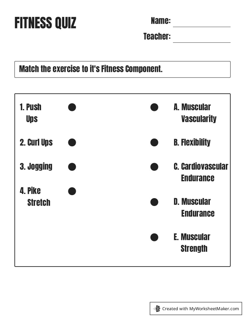 FITNESS QUIZ - My Worksheet Maker: Create Your Own Worksheets