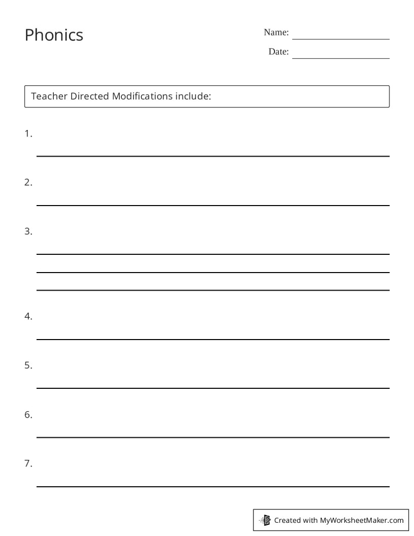 Phonics - My Worksheet Maker: Create Your Own Worksheets