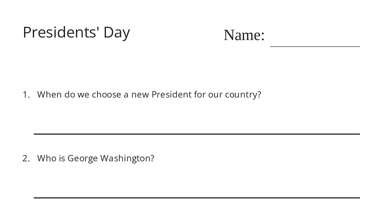 Presidents' Day - My Worksheet Maker: Create Your Own Worksheets