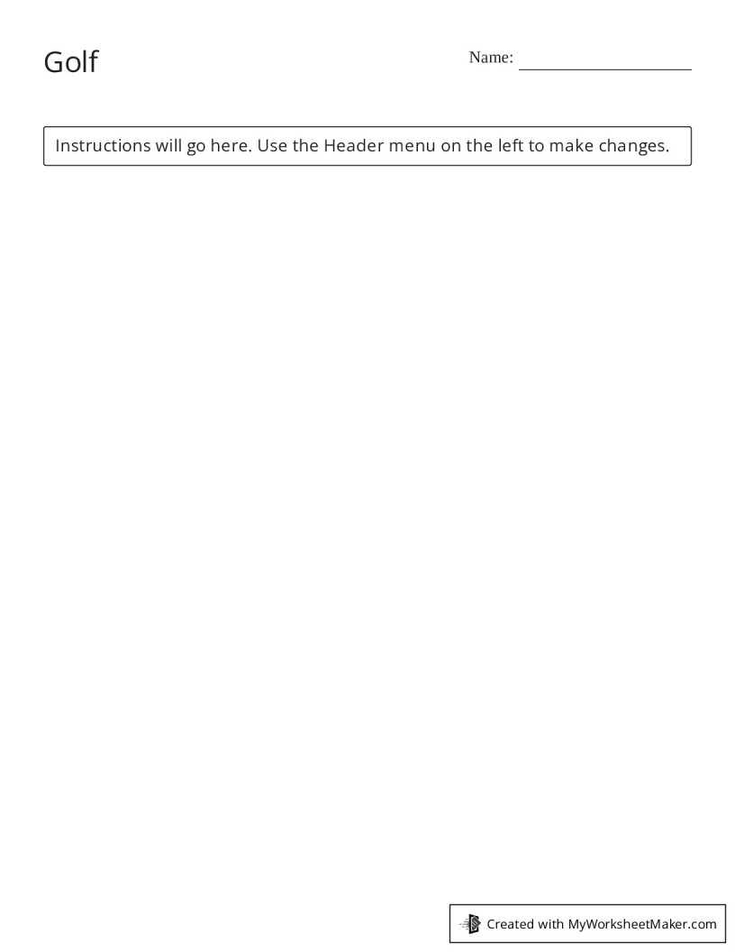 Golf - My Worksheet Maker: Create Your Own Worksheets