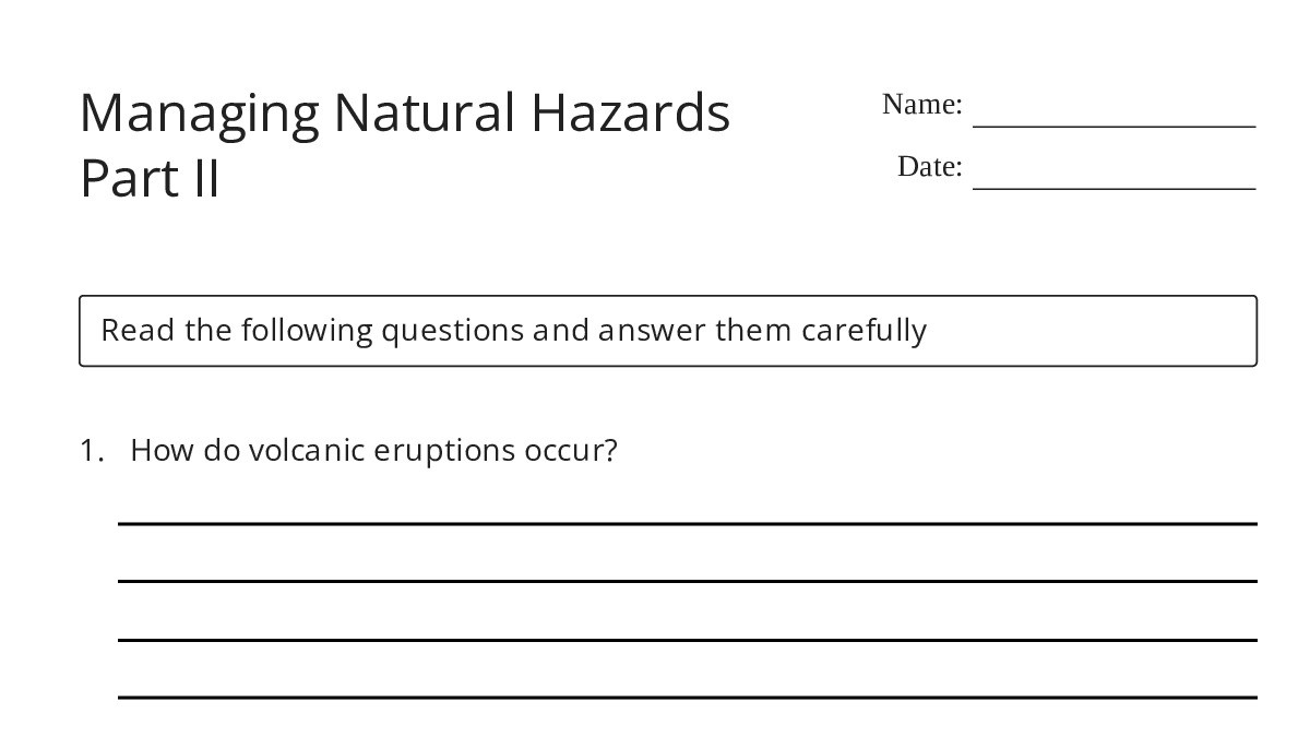 Managing Natural Hazards Part II - My Worksheet Maker: Create Your Own ...