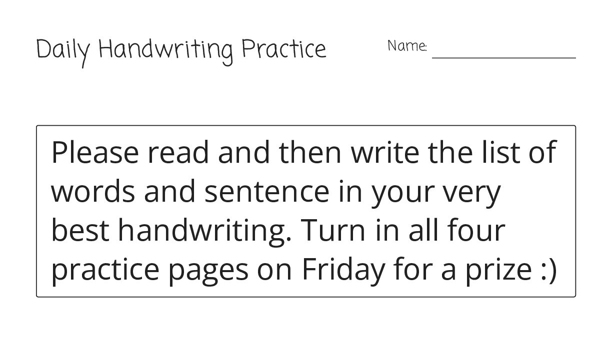 Daily Handwriting Practice - My Worksheet Maker: Create Your Own Worksheets