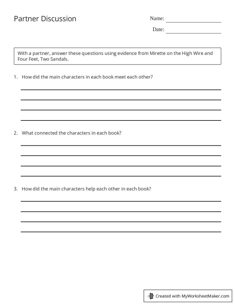 Partner Discussion - My Worksheet Maker: Create Your Own Worksheets