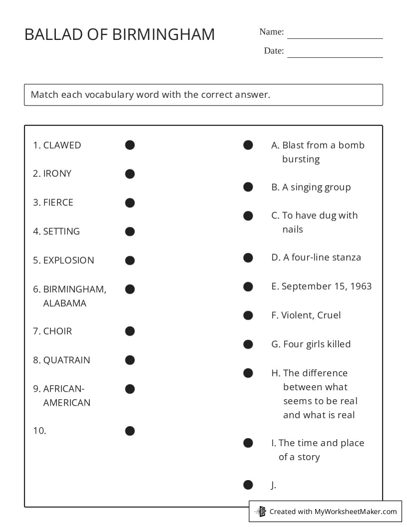 BALLAD OF BIRMINGHAM - My Worksheet Maker: Create Your Own Worksheets