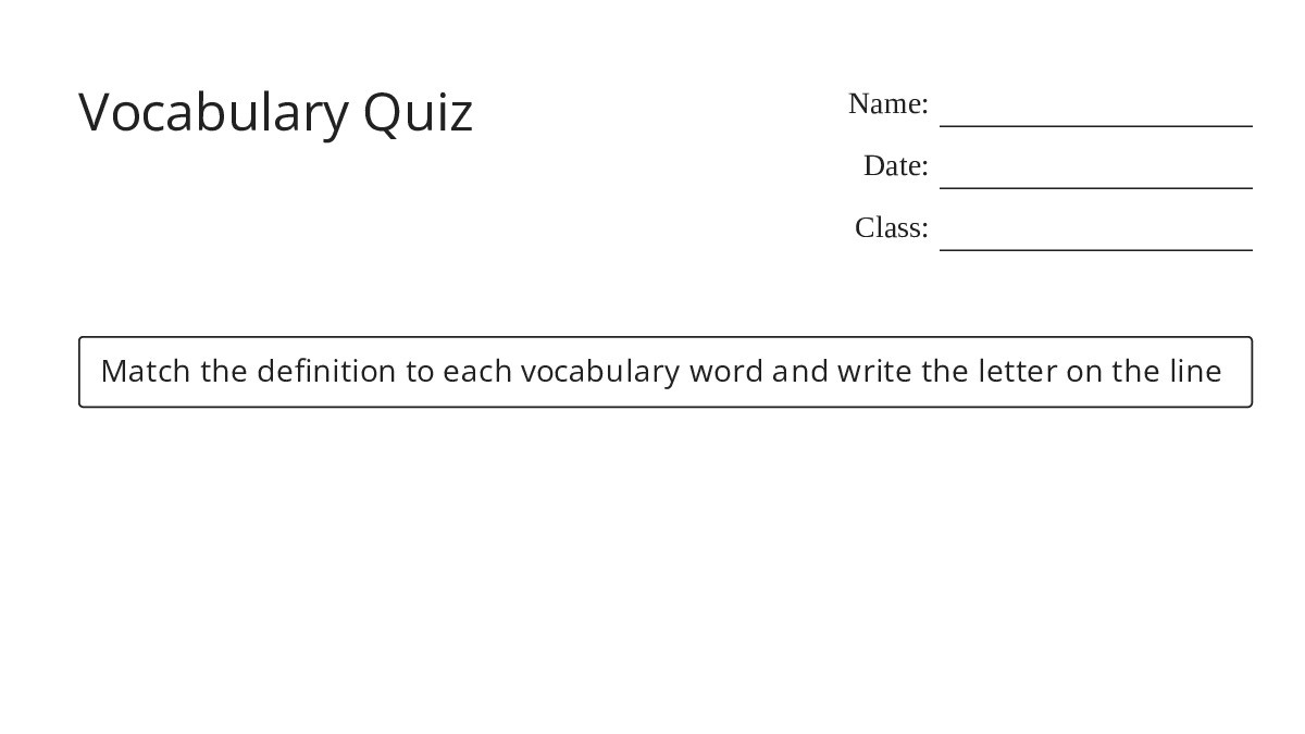 Vocabulary Quiz - My Worksheet Maker: Create Your Own Worksheets