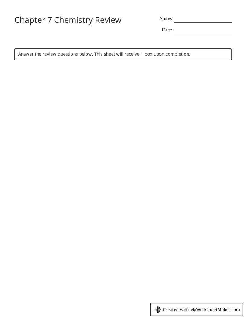 Chapter 7 Chemistry Review - My Worksheet Maker: Create Your Own Worksheets