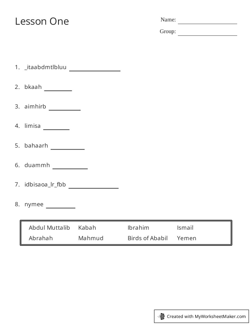 Lesson One - My Worksheet Maker: Create Your Own Worksheets