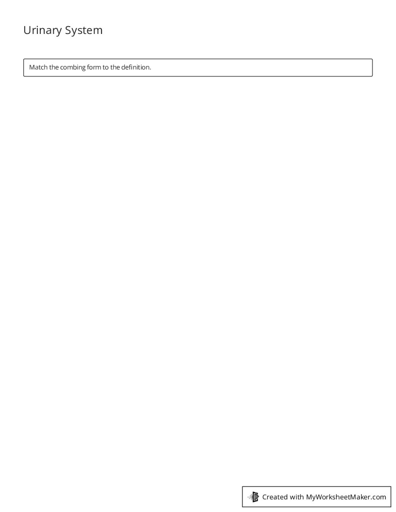 Urinary System - My Worksheet Maker: Create Your Own Worksheets