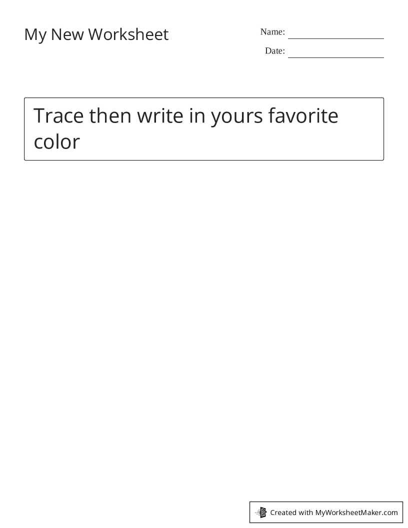 My New Worksheet - My Worksheet Maker: Create Your Own Worksheets