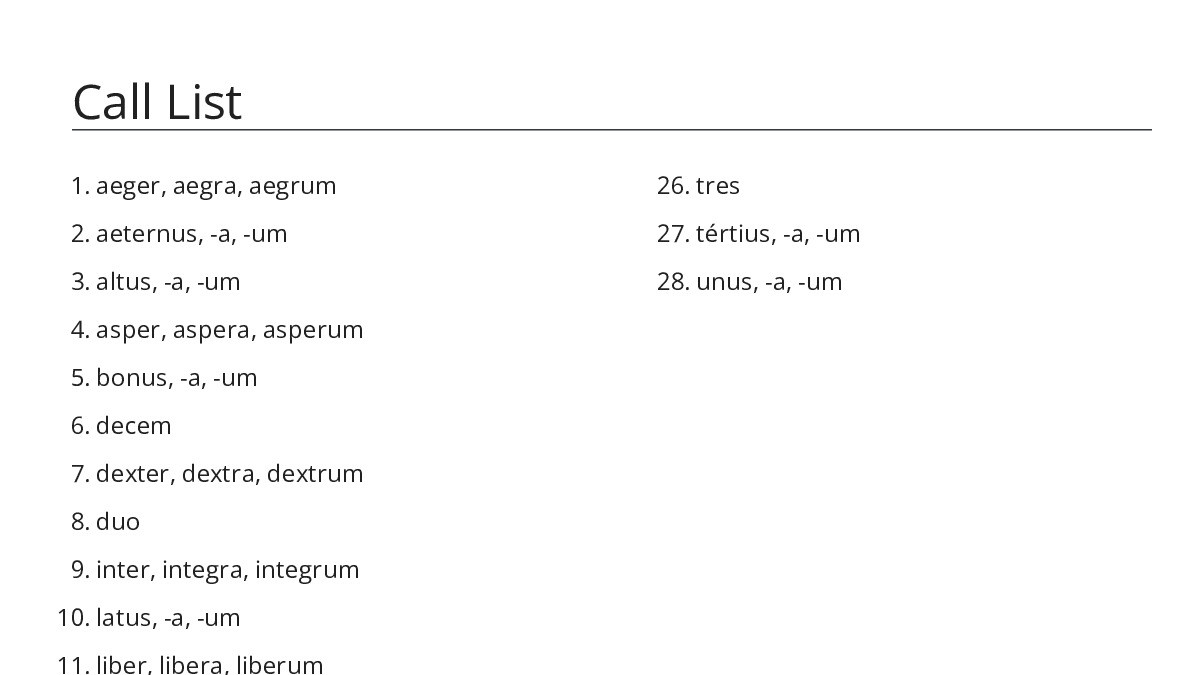 1st & 2nd Declension Adjectives - My Bingo Maker: Create Your Own Bingo ...