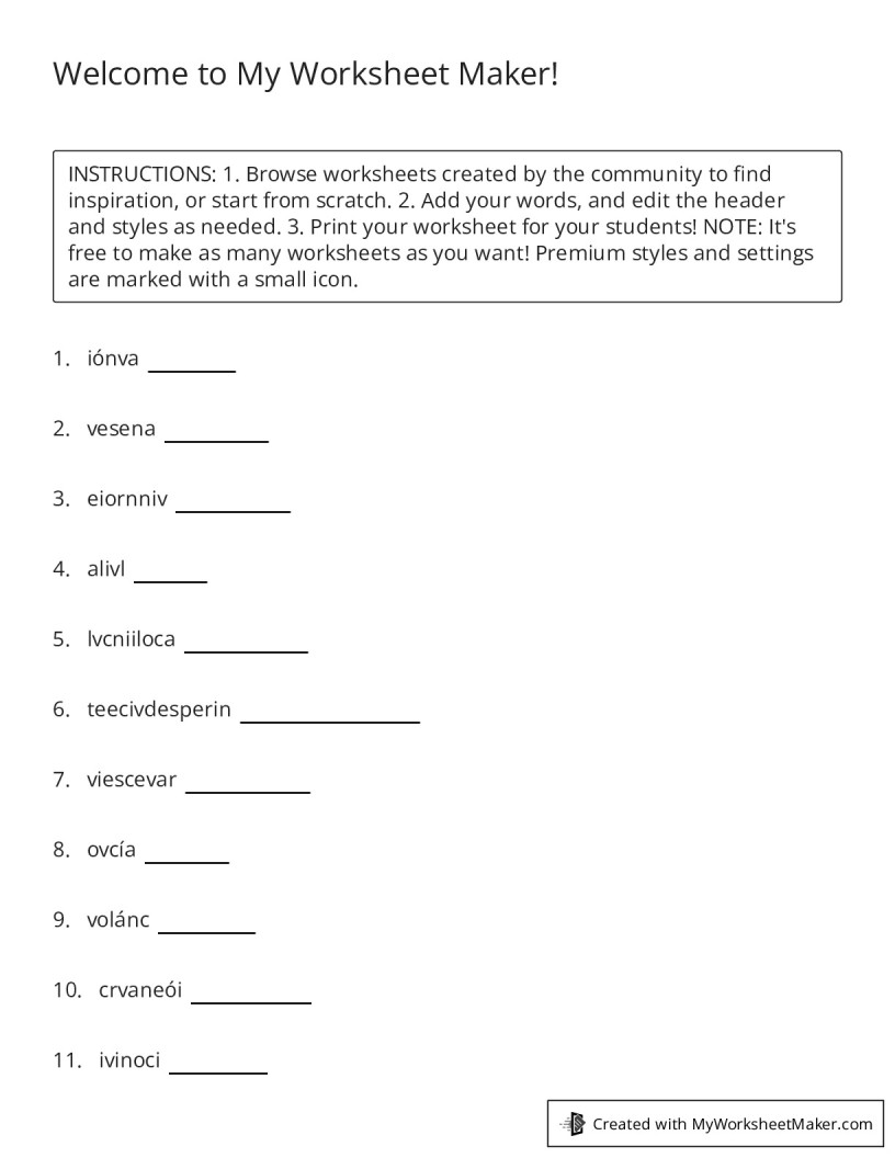 Welcome to My Worksheet Maker! - My Worksheet Maker: Create Your Own ...