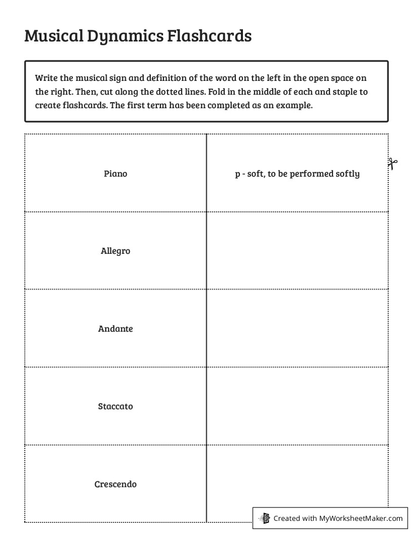 Musical Dynamics Flashcards - My Flashcard Maker: Create Your Own ...