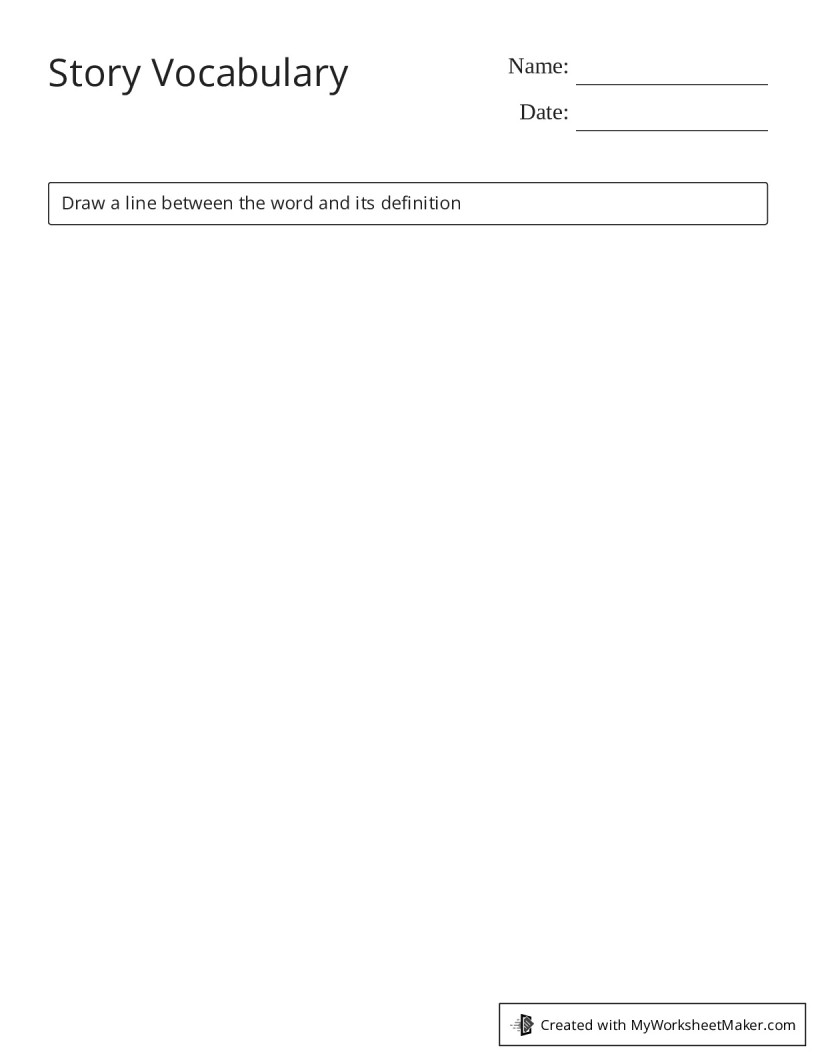 Story Vocabulary - My Worksheet Maker: Create Your Own Worksheets