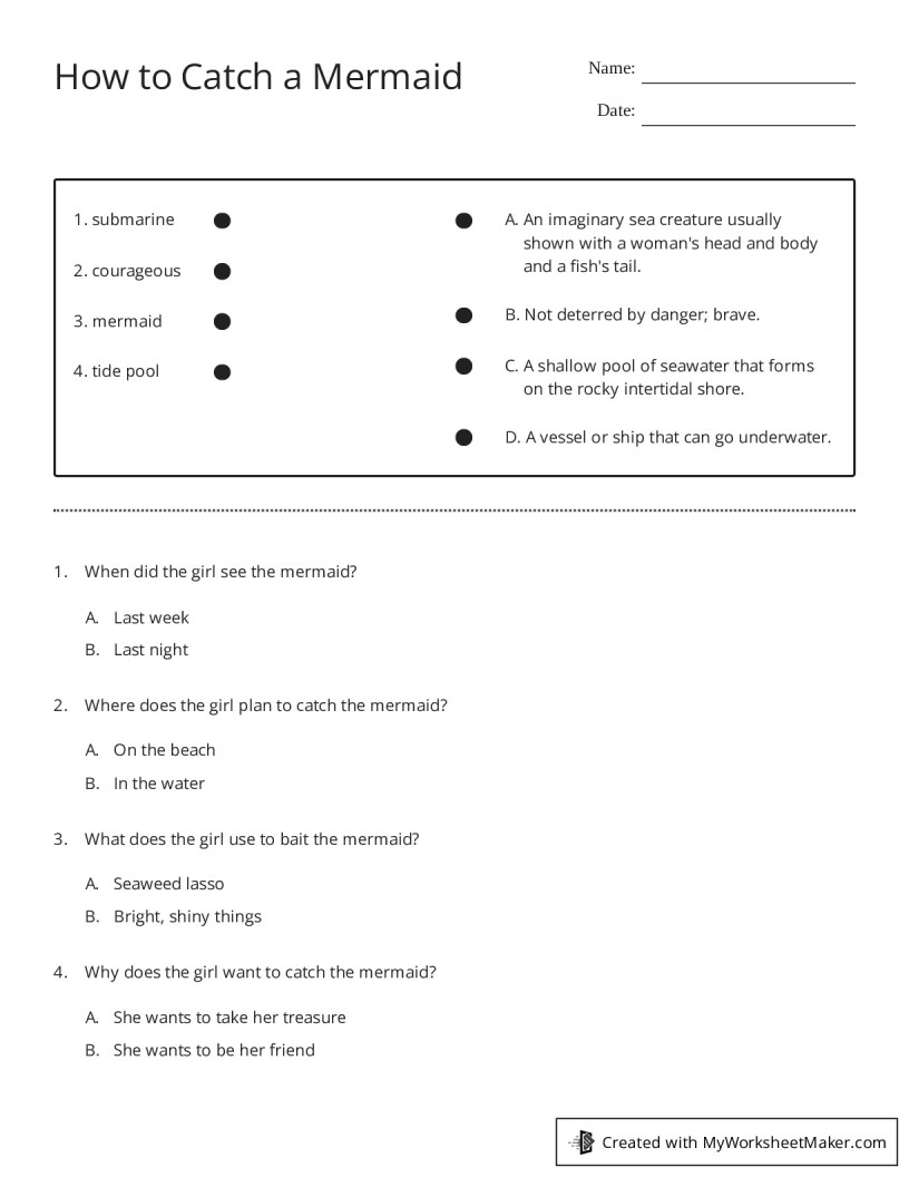 How to Catch a Mermaid - My Worksheet Maker: Create Your Own Worksheets