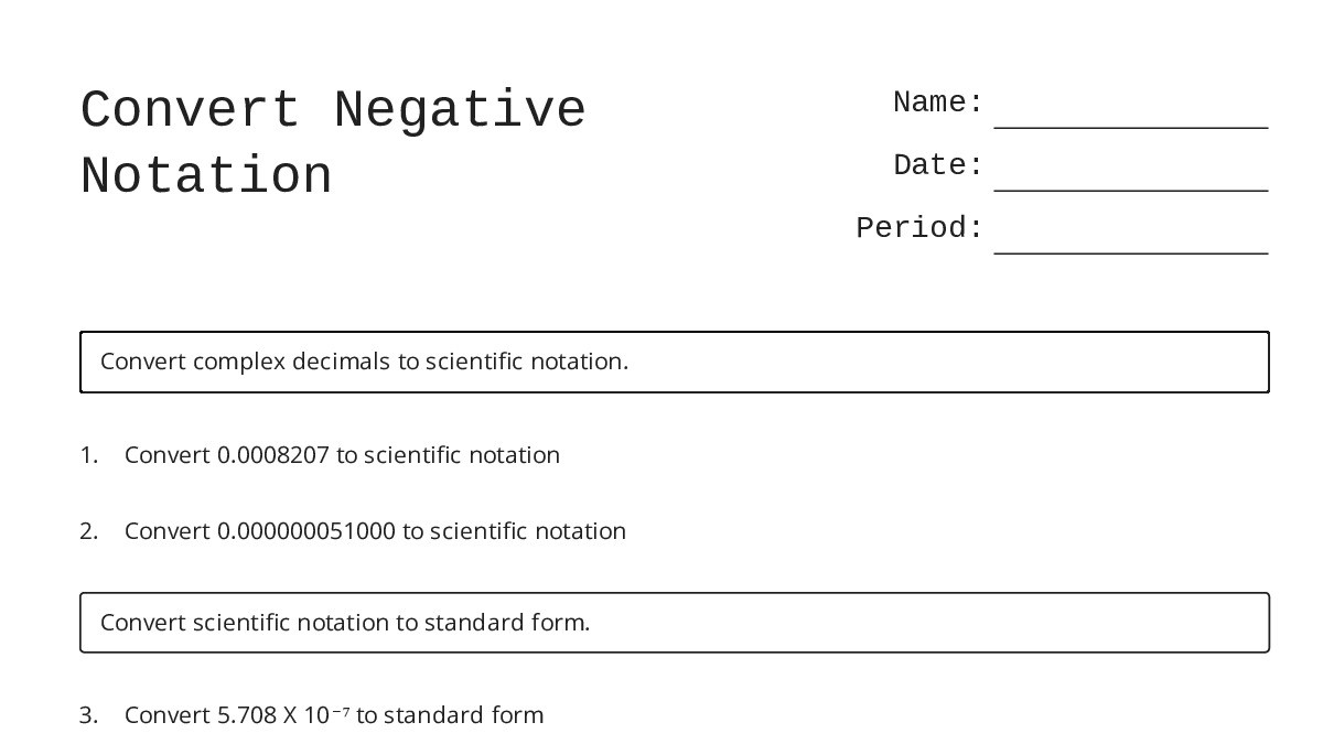 Convert Negative Notation - My Worksheet Maker: Create Your Own Worksheets