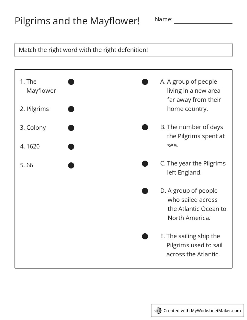 Mayflower Worksheets Preview
