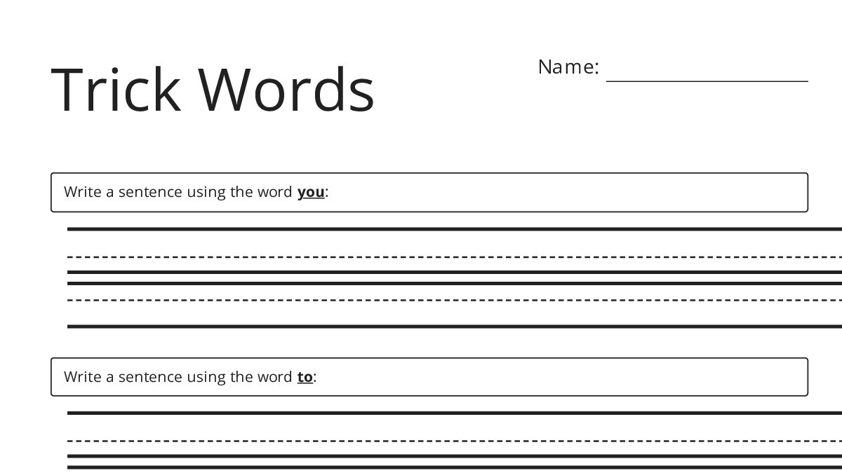Trick Words - My Worksheet Maker: Create Your Own Worksheets
