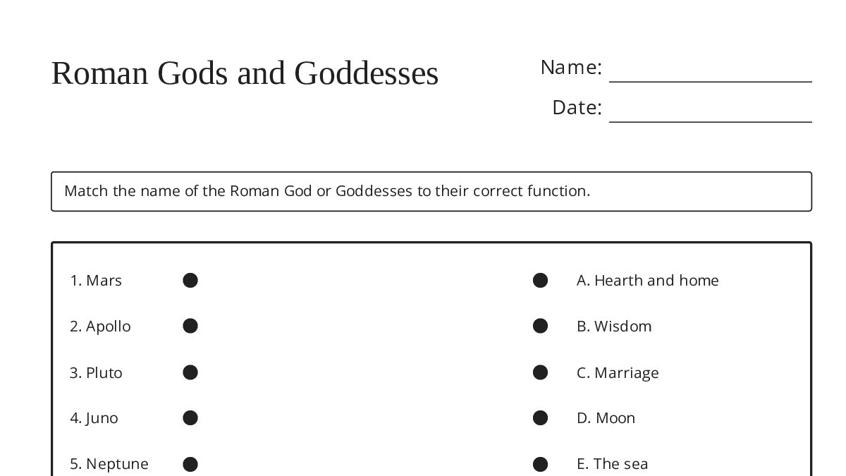 Roman Gods and Goddesses - My Worksheet Maker: Create Your Own Worksheets