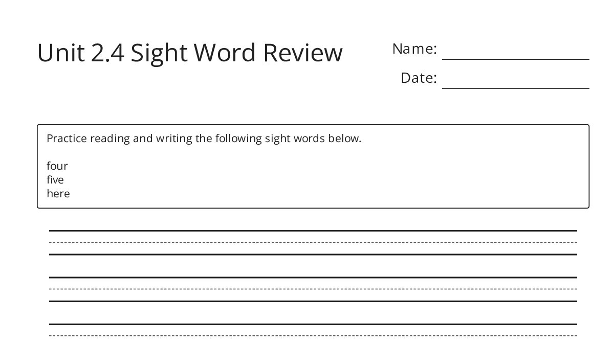 Unit 2.4 Sight Word Review - My Worksheet Maker: Create Your Own Worksheets