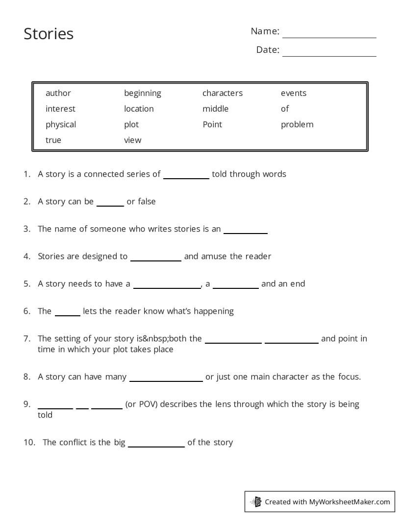 Stories - My Worksheet Maker: Create Your Own Worksheets