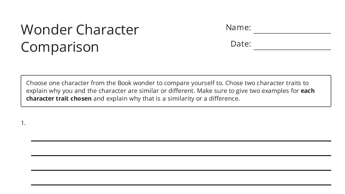 Wonder Character Comparison - My Worksheet Maker: Create Your Own ...