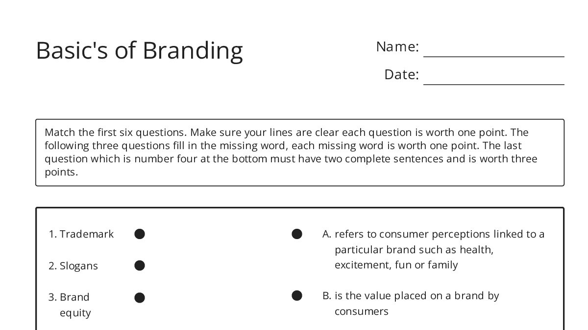 Basic's of Branding - My Worksheet Maker: Create Your Own Worksheets