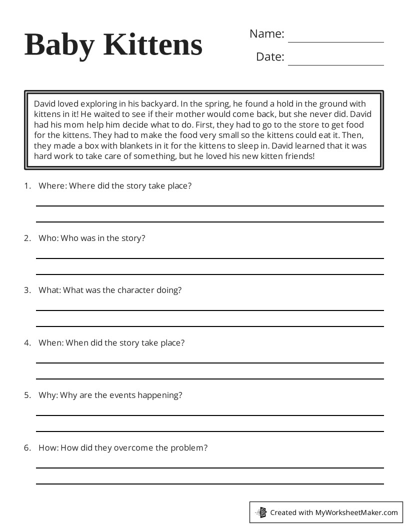 Baby Kittens - My Worksheet Maker: Create Your Own Worksheets