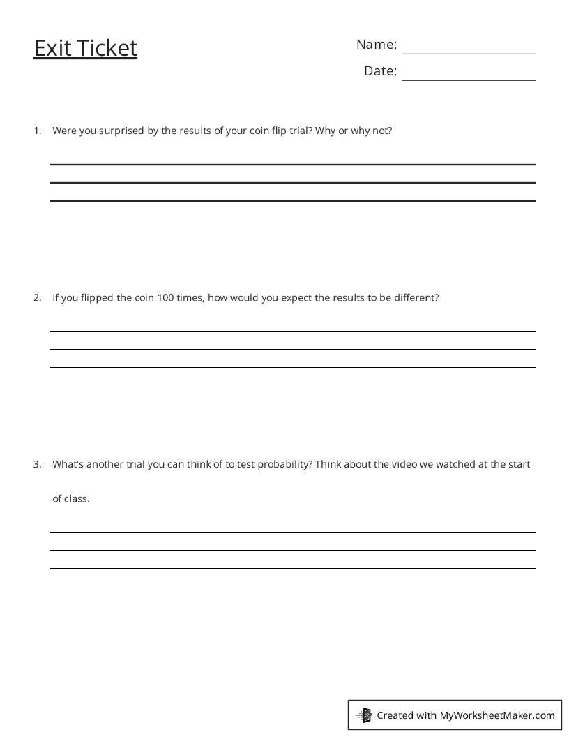 Exit Ticket - My Worksheet Maker: Create Your Own Worksheets