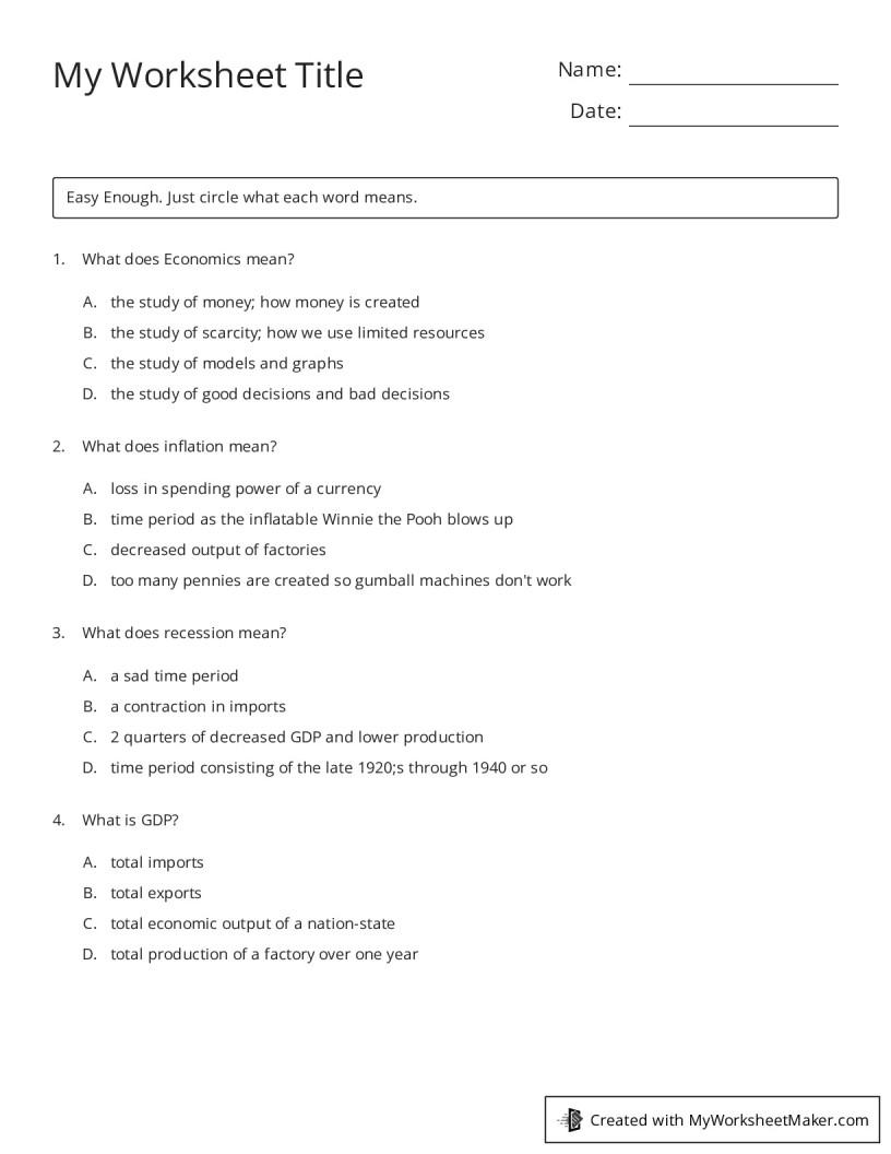 My Worksheet Title - My Worksheet Maker: Create Your Own Worksheets
