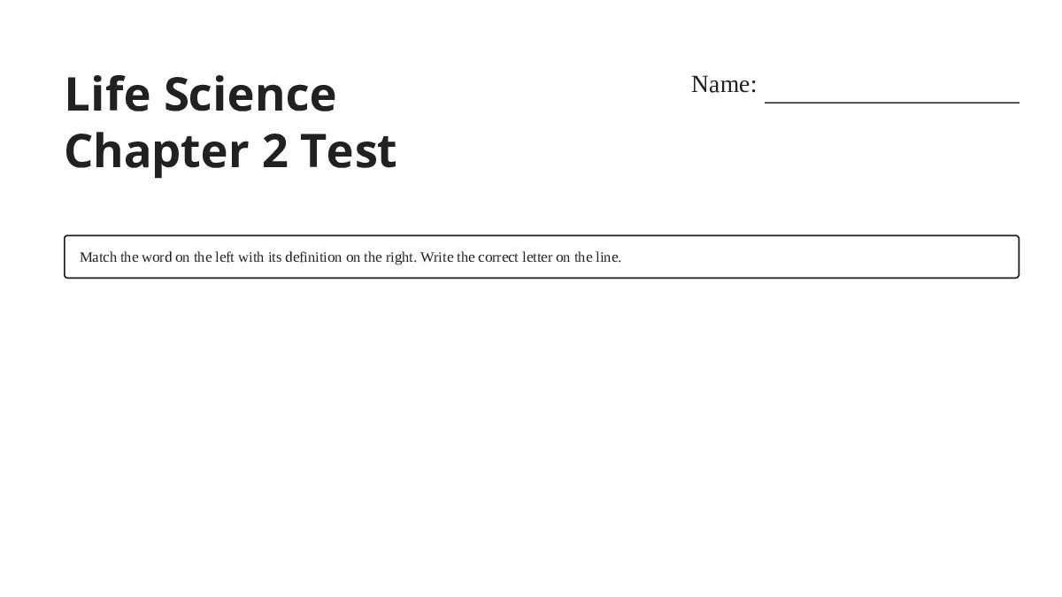 Life Science Chapter 2 Test - My Worksheet Maker: Create Your Own ...