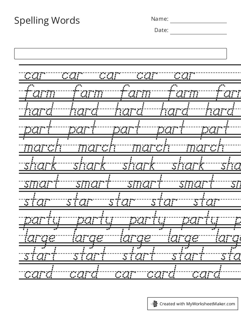 Spelling Words - My Worksheet Maker: Create Your Own Worksheets