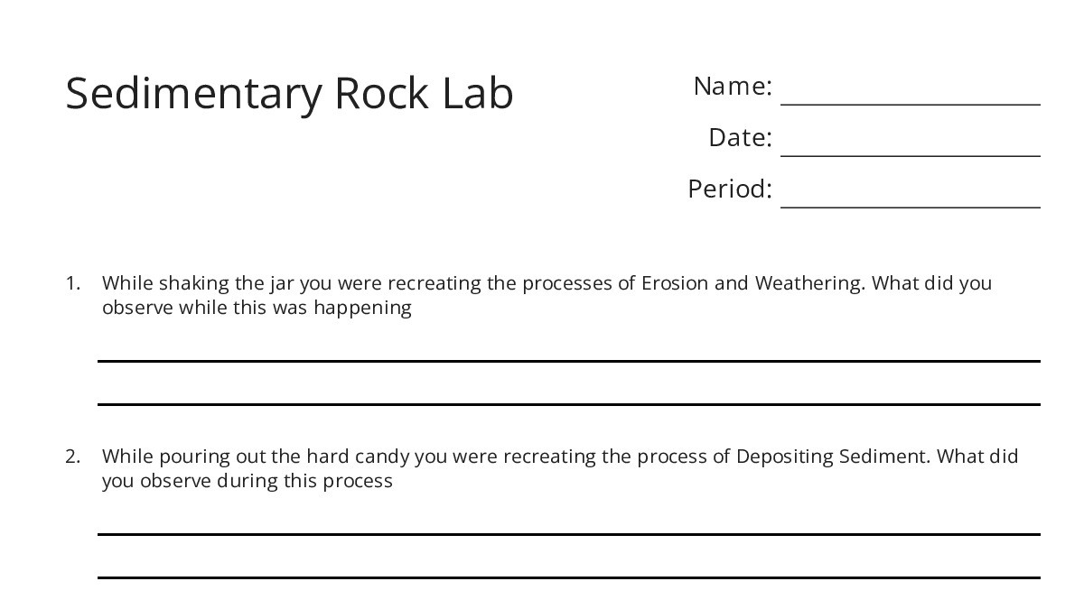 Sedimentary Rock Lab - My Worksheet Maker: Create Your Own Worksheets