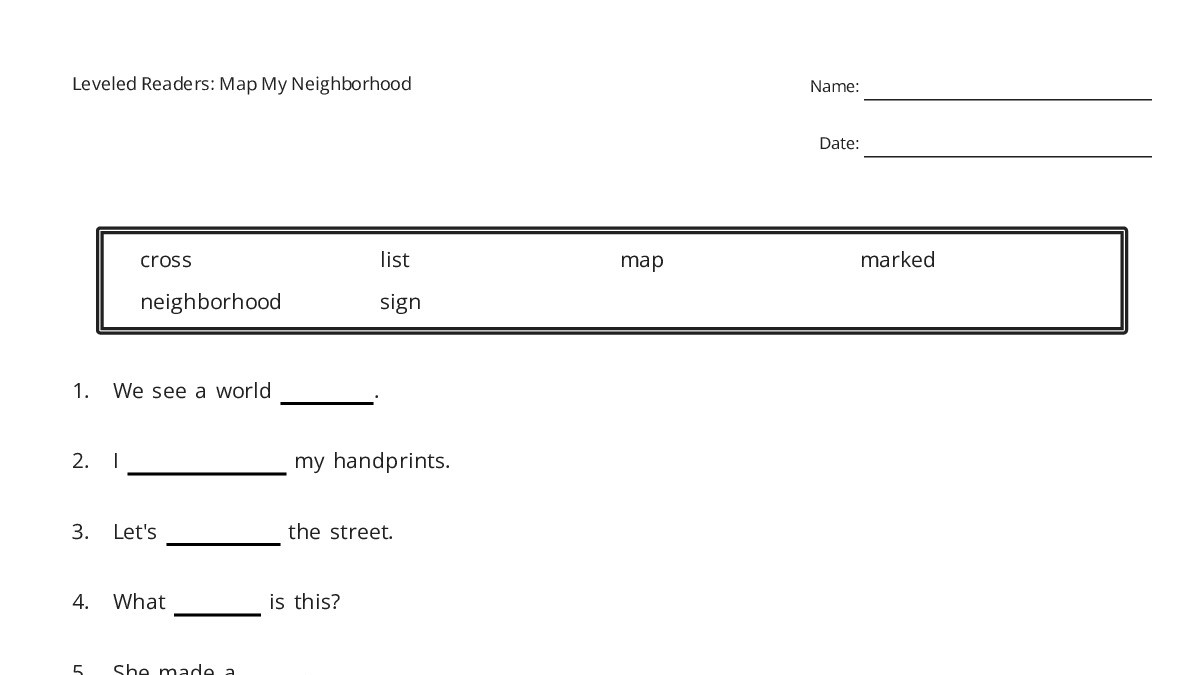 Leveled Readers: Map My Neighborhood - My Worksheet Maker: Create Your ...