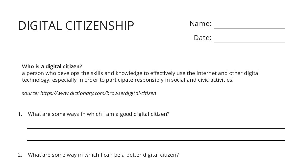 DIGITAL CITIZENSHIP - My Worksheet Maker: Create Your Own Worksheets