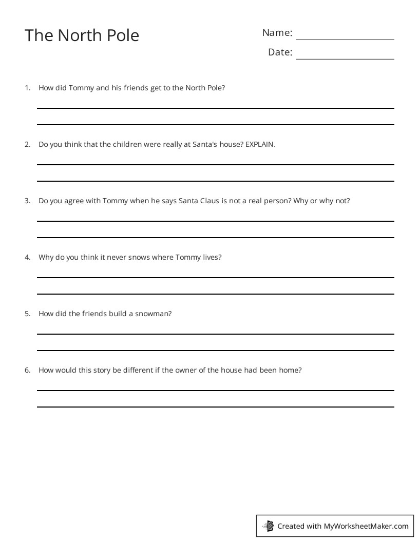 The North Pole - My Worksheet Maker: Create Your Own Worksheets