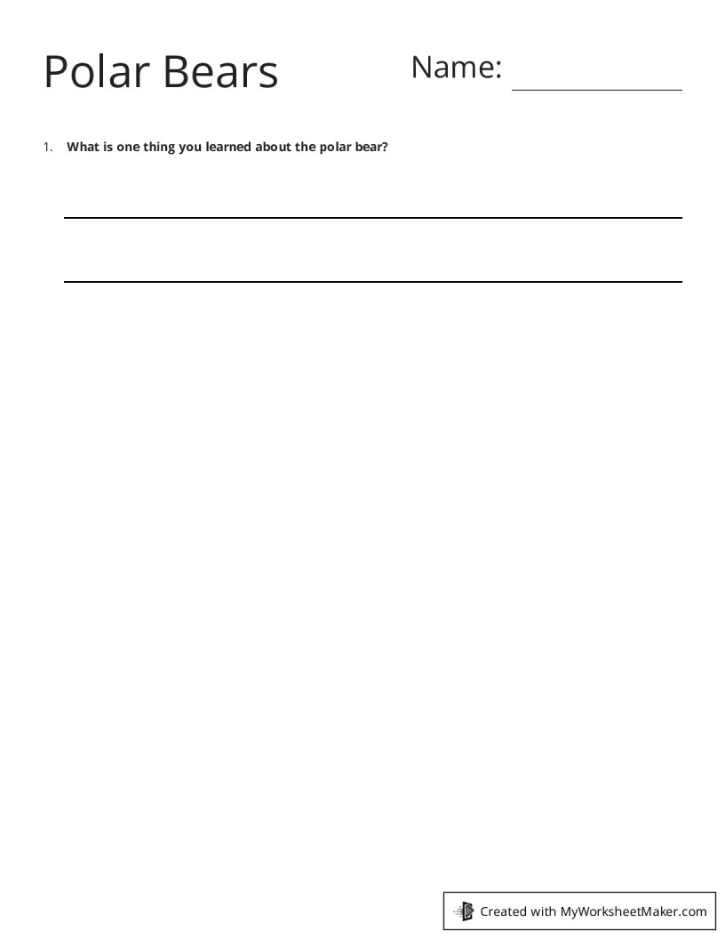 Polar Bears - My Worksheet Maker: Create Your Own Worksheets