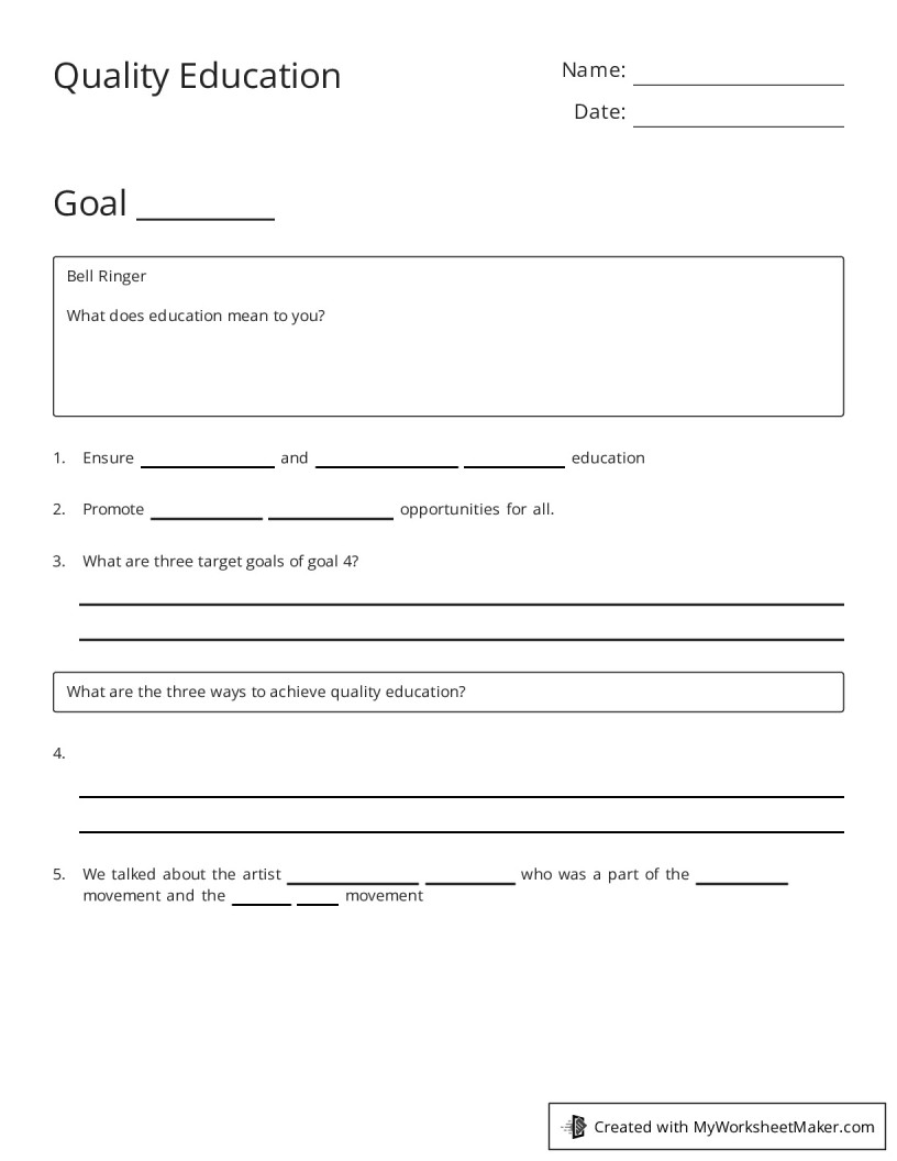 Quality Education - My Worksheet Maker: Create Your Own Worksheets