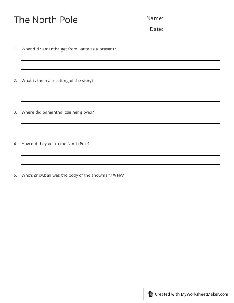 The North Pole - My Worksheet Maker: Create Your Own Worksheets