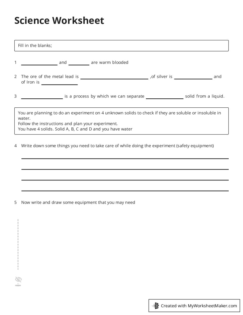 Science Worksheet﻿ - My Worksheet Maker: Create Your Own Worksheets